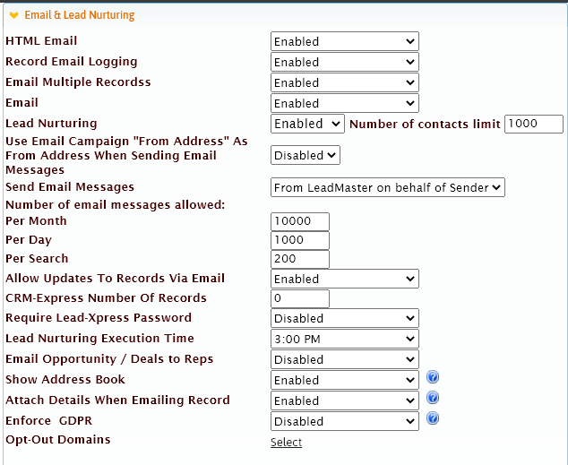 LeadMaster CRM Knowledgebase - Workgroup Settings