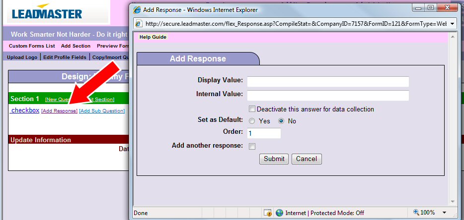 LeadMaster CRM Knowledgebase - Checkbox Questions LeadMaster CRM Knowledgebase - Checkbox Questions