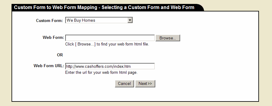 LeadMaster CRM Knowledgebase - Client Web Form to Custom Form Mapping