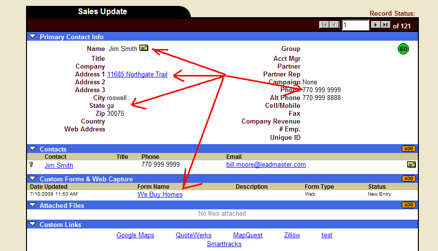 LeadMaster CRM Knowledgebase - Client Web Form to Custom Form Mapping