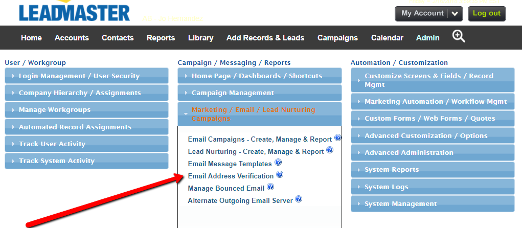 LeadMaster CRM Knowledgebase - Email Address Verification: Workgroup VS Personal Email Address